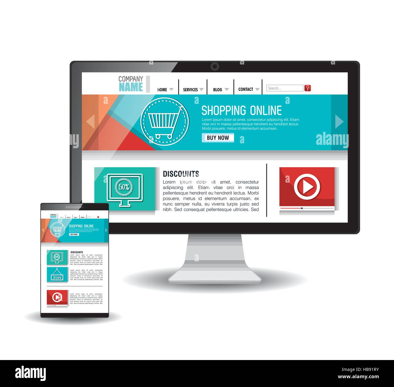 Website template in electronic devices vector illustration design Stock ...
