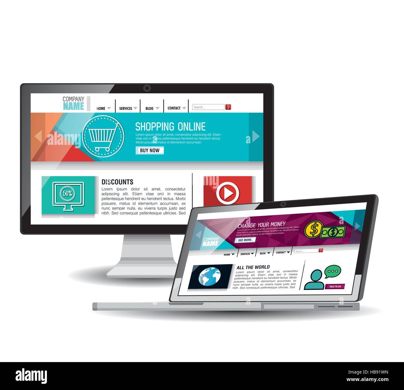 Website template in electronic devices vector illustration design Stock ...