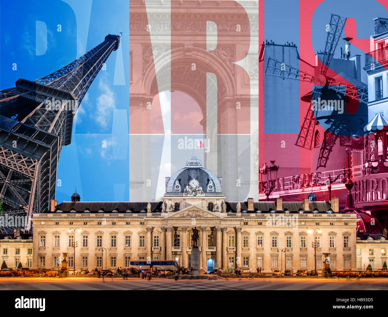 Paris theme in the photo collage Stock Photo - Alamy