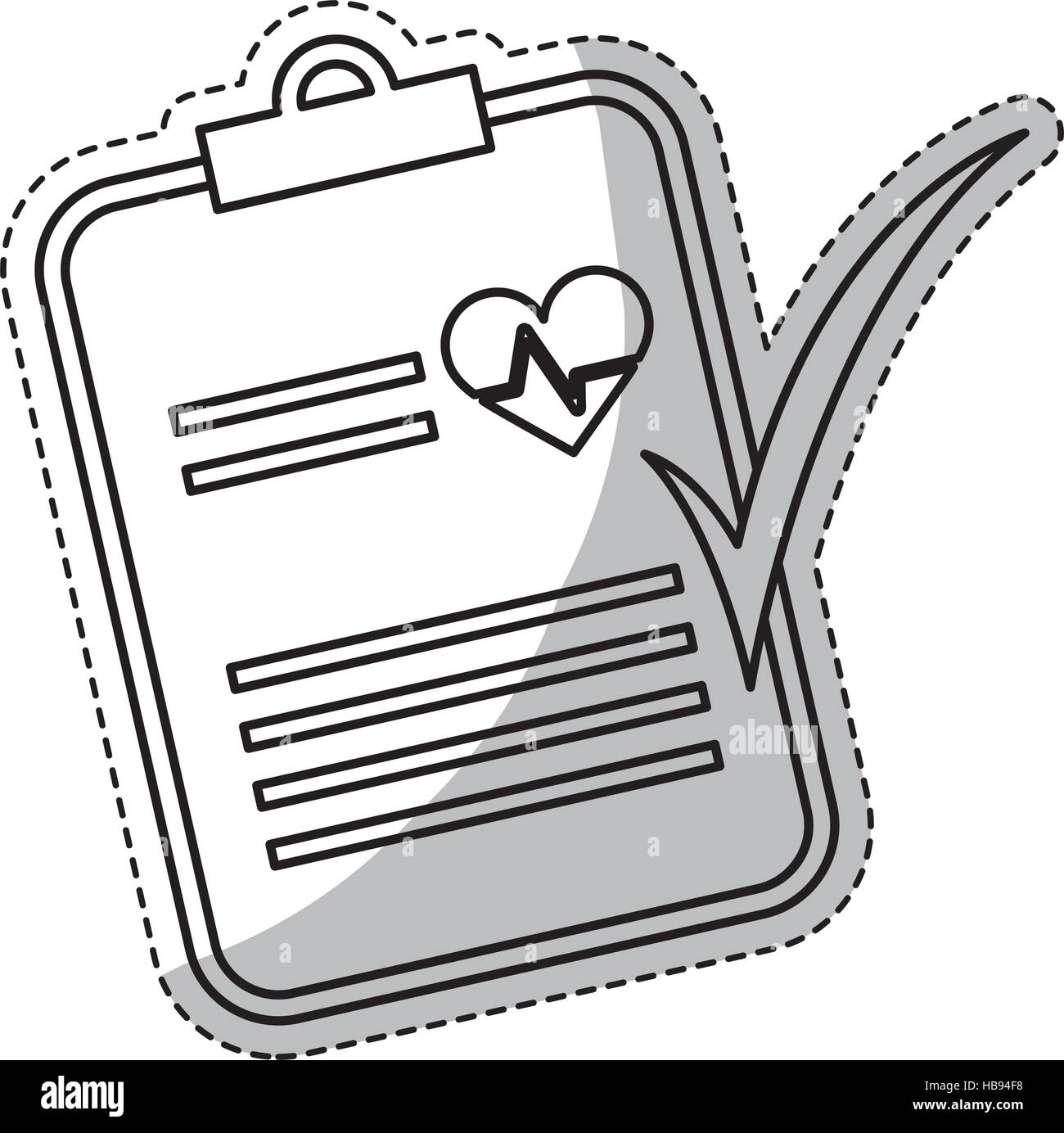 sticker of Medical report with cardio heart and check icon over white ...