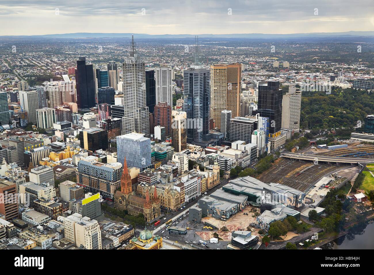 Birds eye view melbourne city hi-res stock photography and images - Alamy