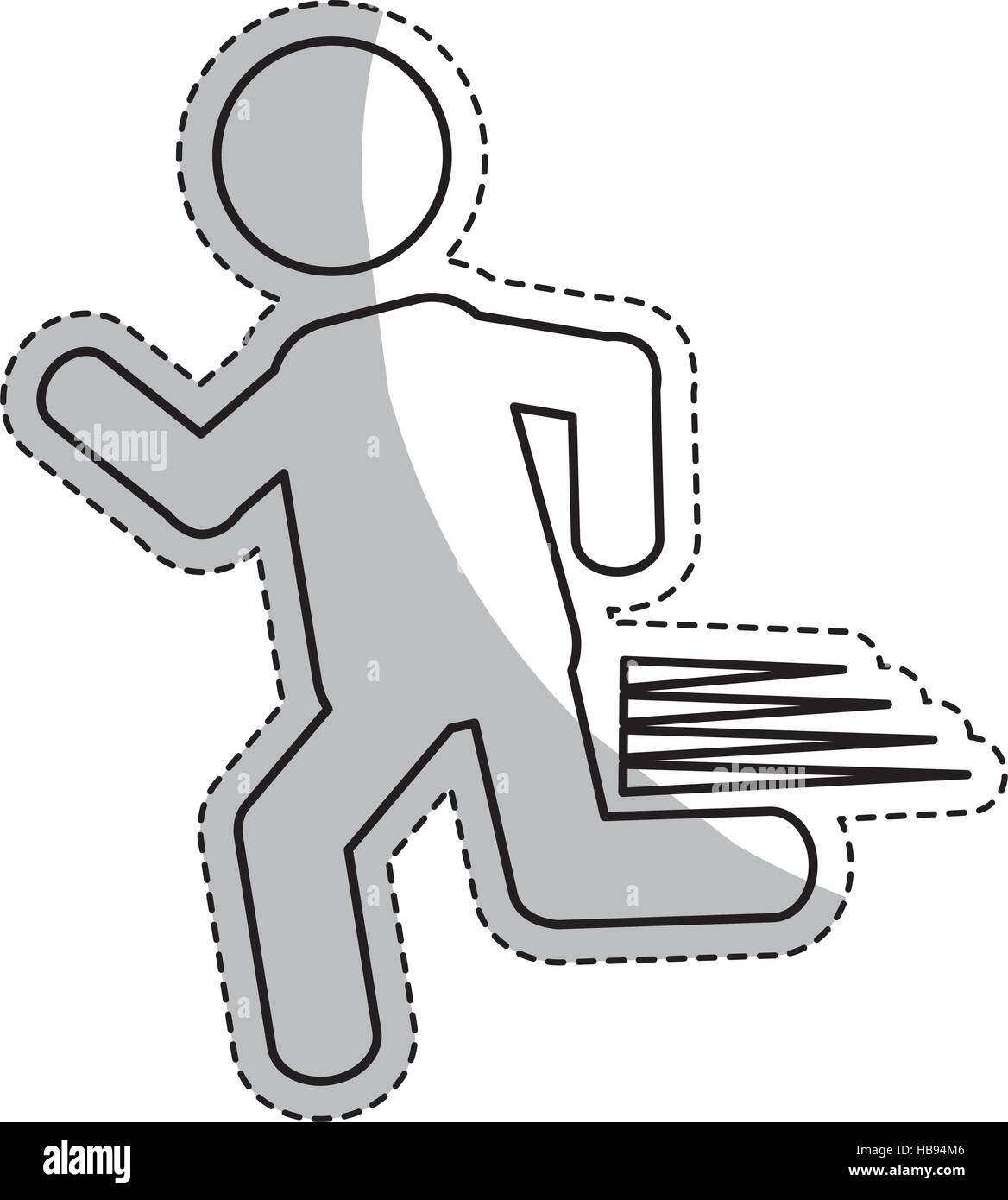 sticker of man running icon over white background. pictogram design ...
