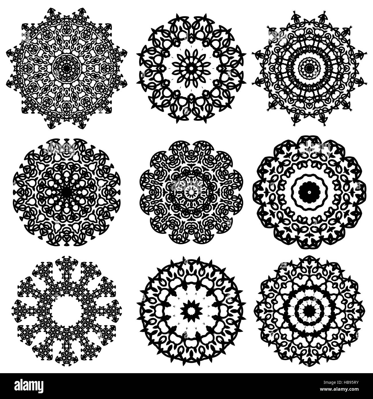 Round Geometric Ornaments Set Isolated Stock Photo - Alamy