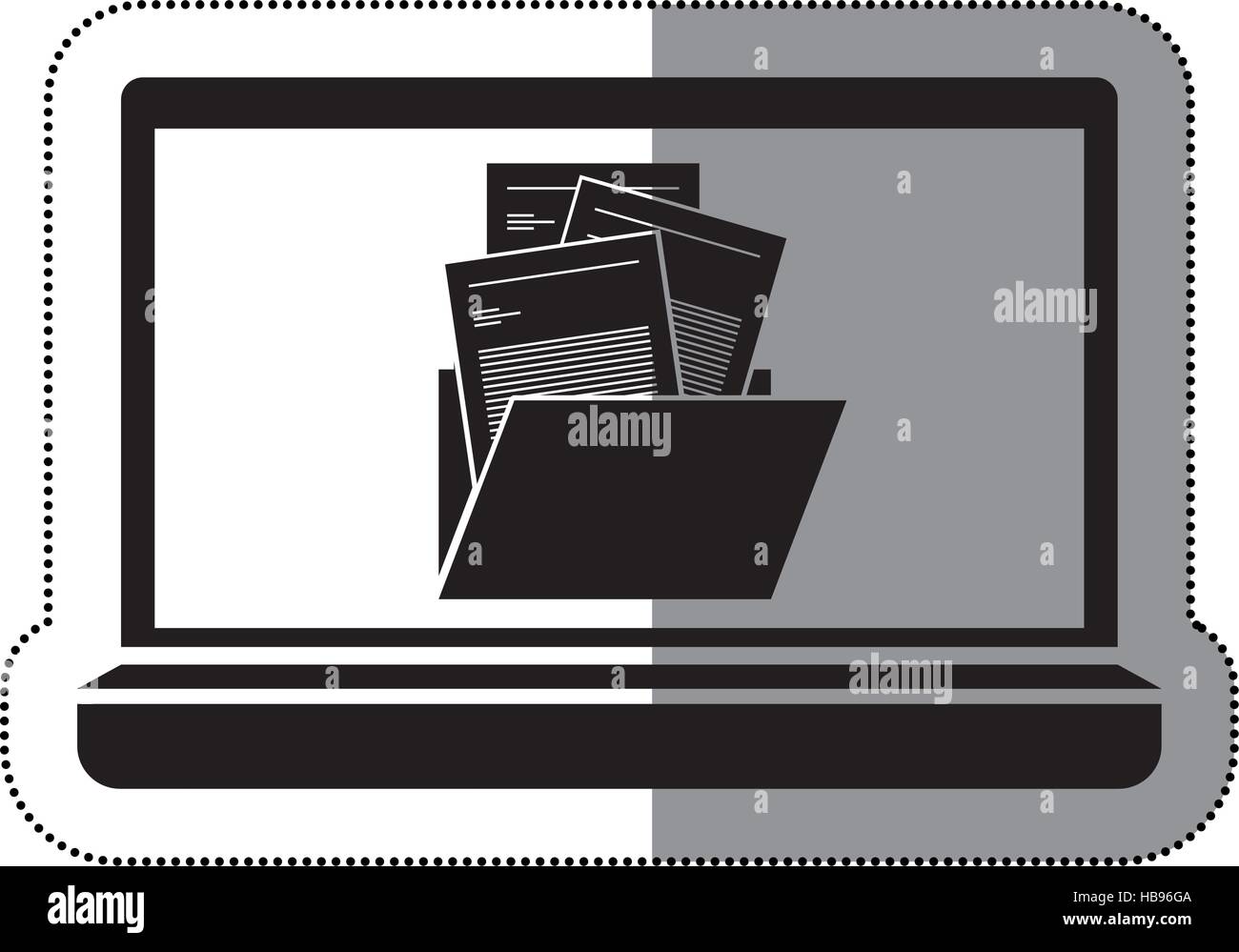 Piece of paper and file inside device icon. Document data archive office and information theme ...