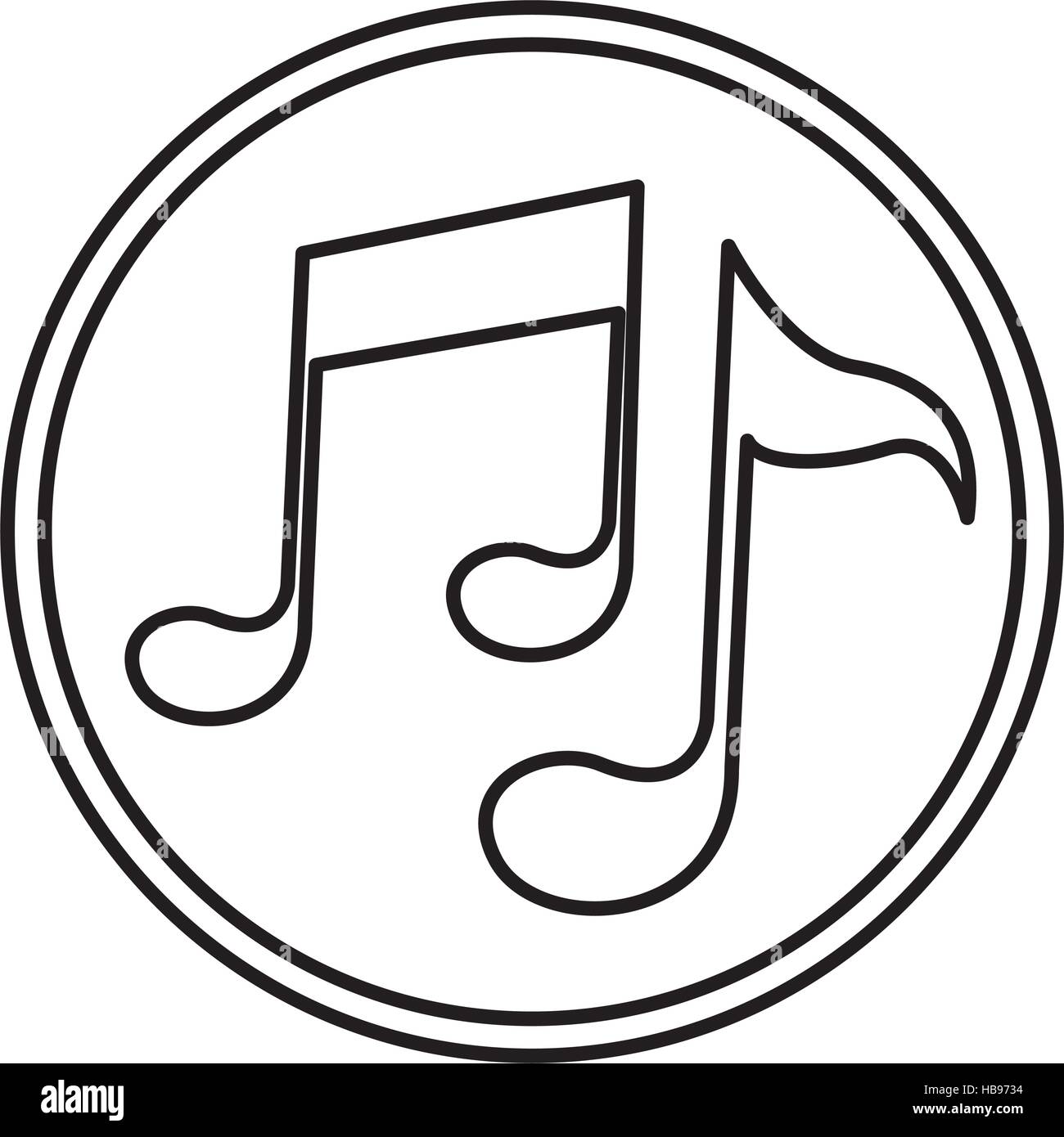 Music note icon. Sound melody pentagram and musical theme. Isolated ...