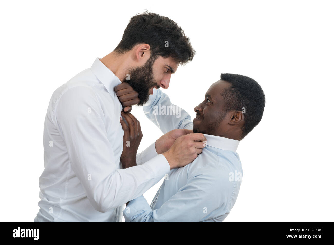 Closeup portrait of two grown mad men arguing Stock Photo - Alamy