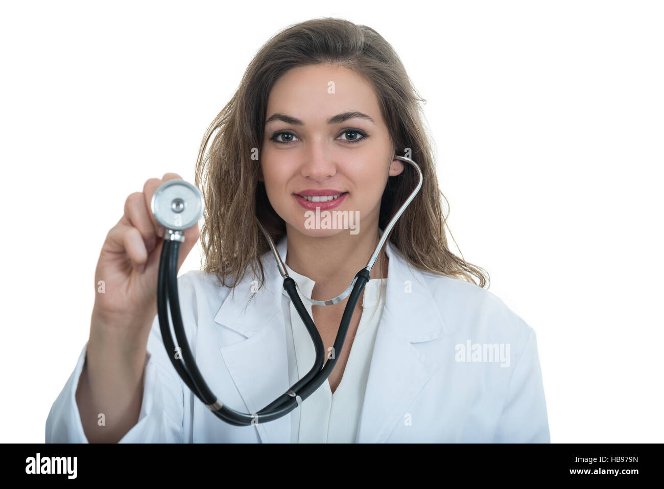 Portrait of young friendly beautiful female doctor Stock Photo - Alamy