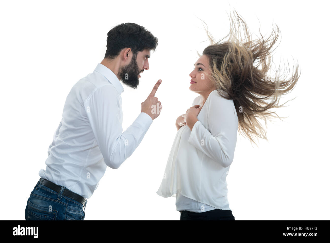 Couple shouting at each other Cut Out Stock Images & Pictures - Alamy