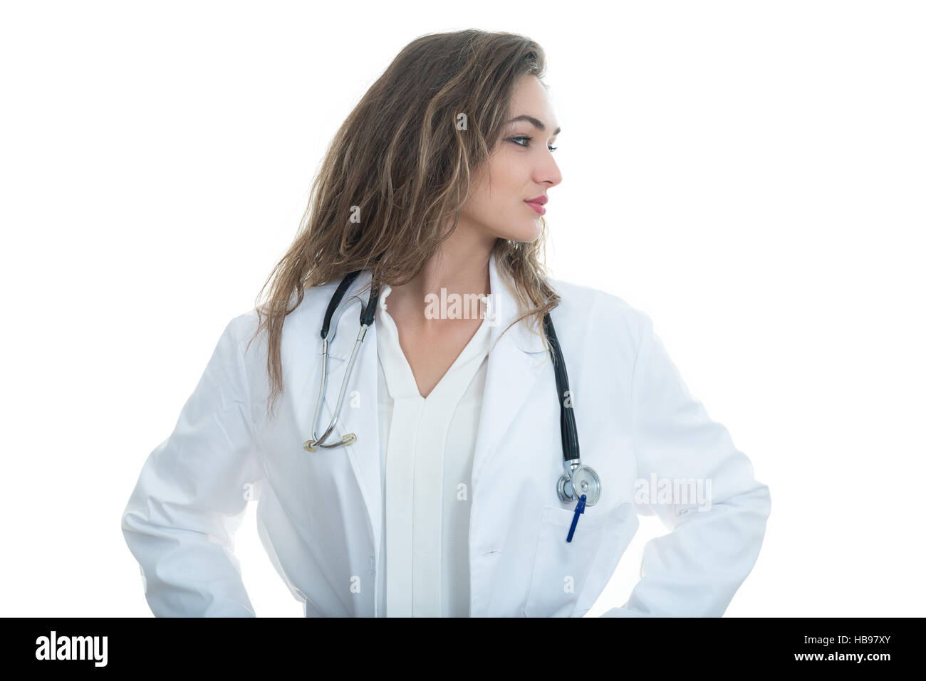Portrait of young friendly beautiful female doctor Stock Photo - Alamy
