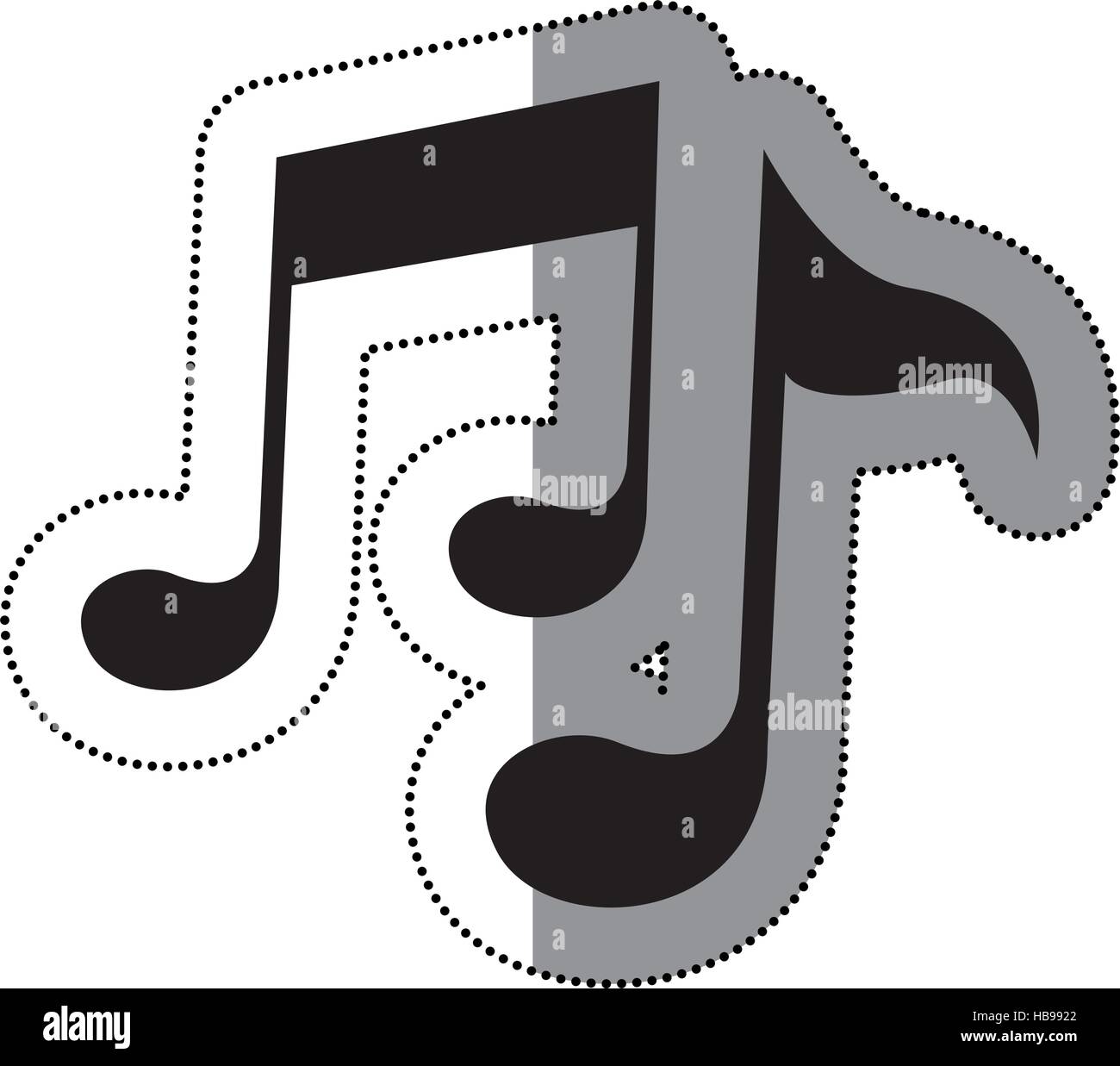 Music note icon. Sound melody pentagram and musical theme. Isolated ...