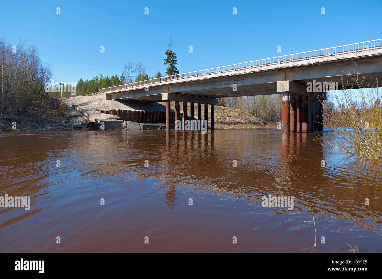 Spring flooding on the river Stock Photo - Alamy