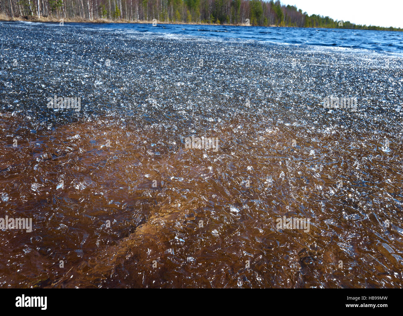 icy slush on the water of the lake Stock Photo - Alamy