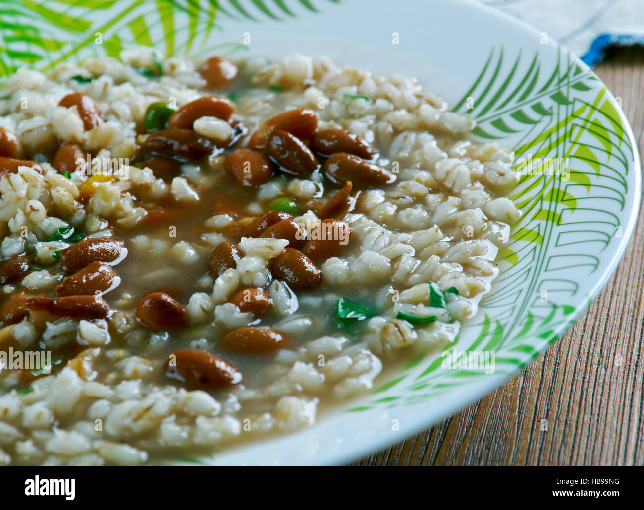 soup with pearl barley and beans Stock Photo - Alamy