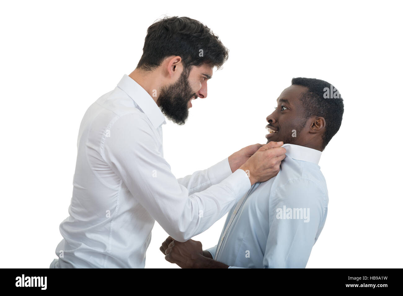 Closeup portrait of two grown mad men arguing Stock Photo - Alamy