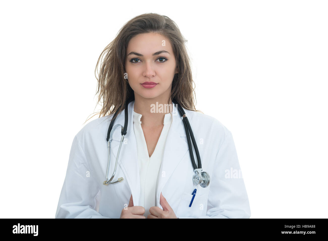 Portrait of young friendly beautiful female doctor Stock Photo - Alamy
