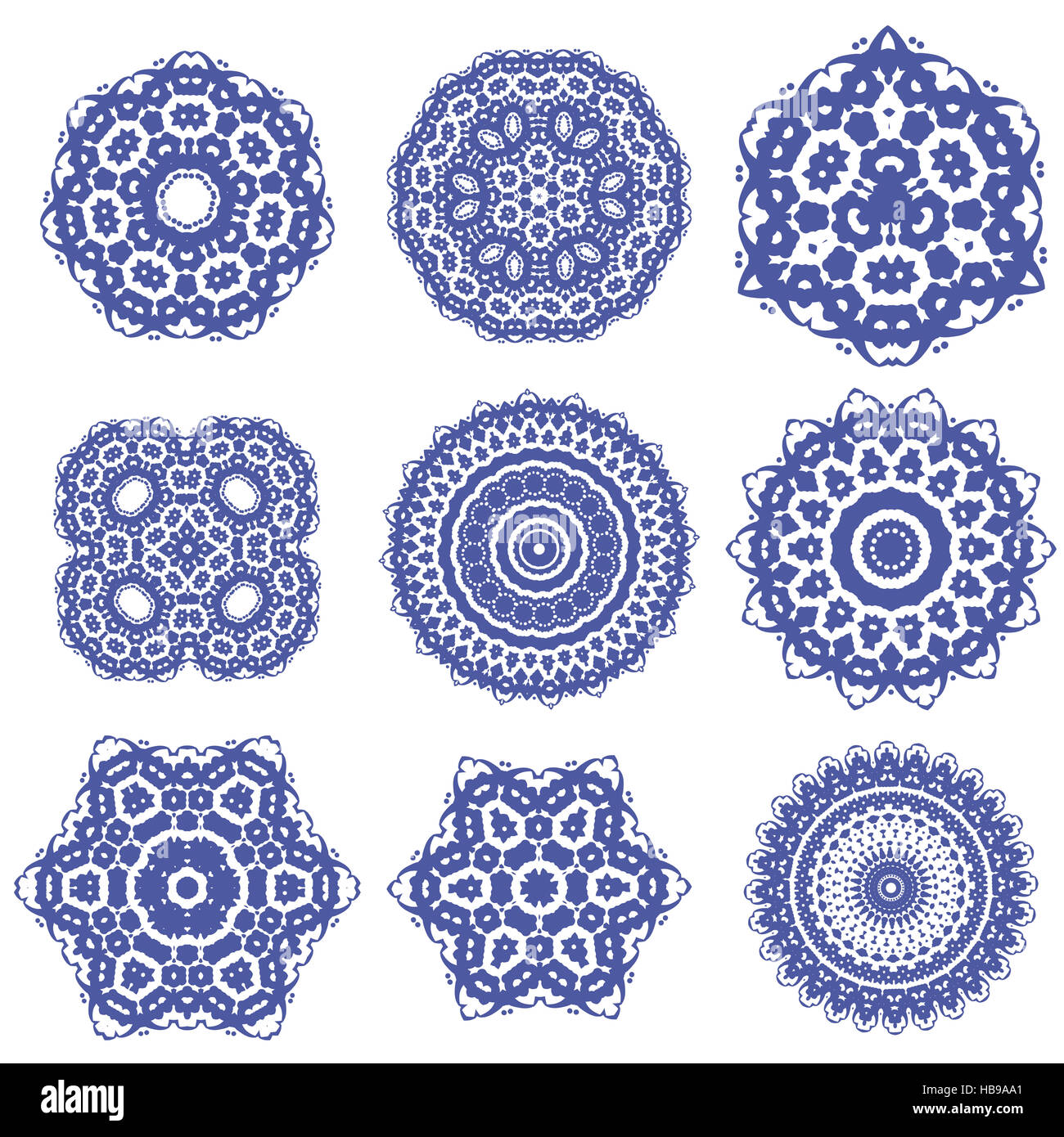 Round Geometric Ornaments Set Isolated Stock Photo - Alamy