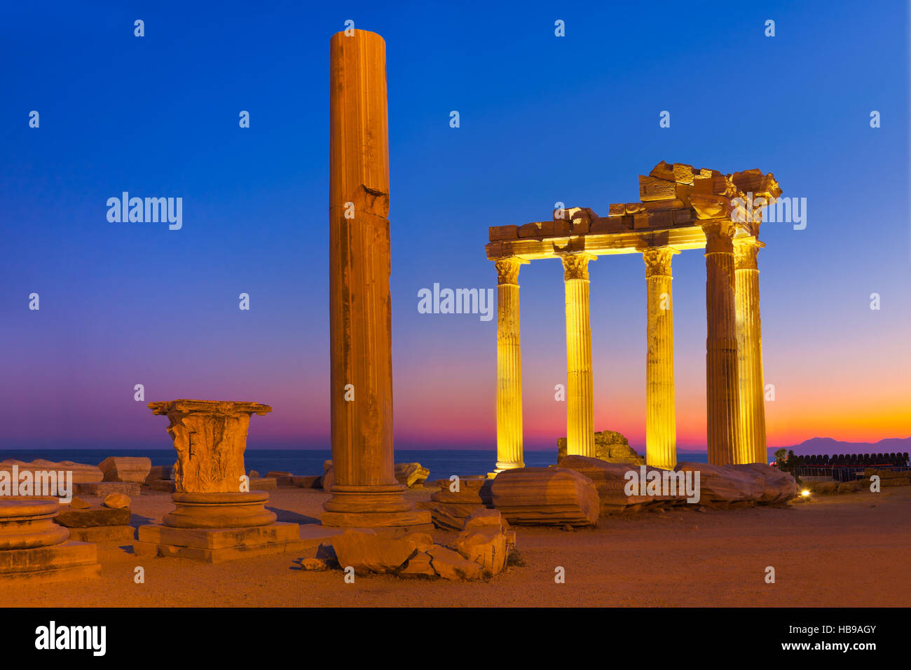 Old ruins in Side, Turkey at sunset Stock Photo - Alamy