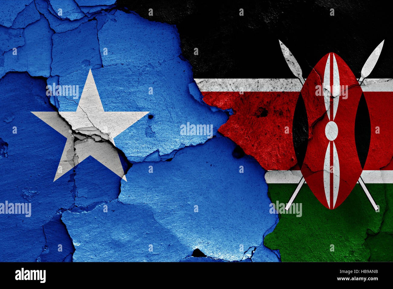 flags of Somalia and Kenya painted on cracked wall Stock Photo - Alamy