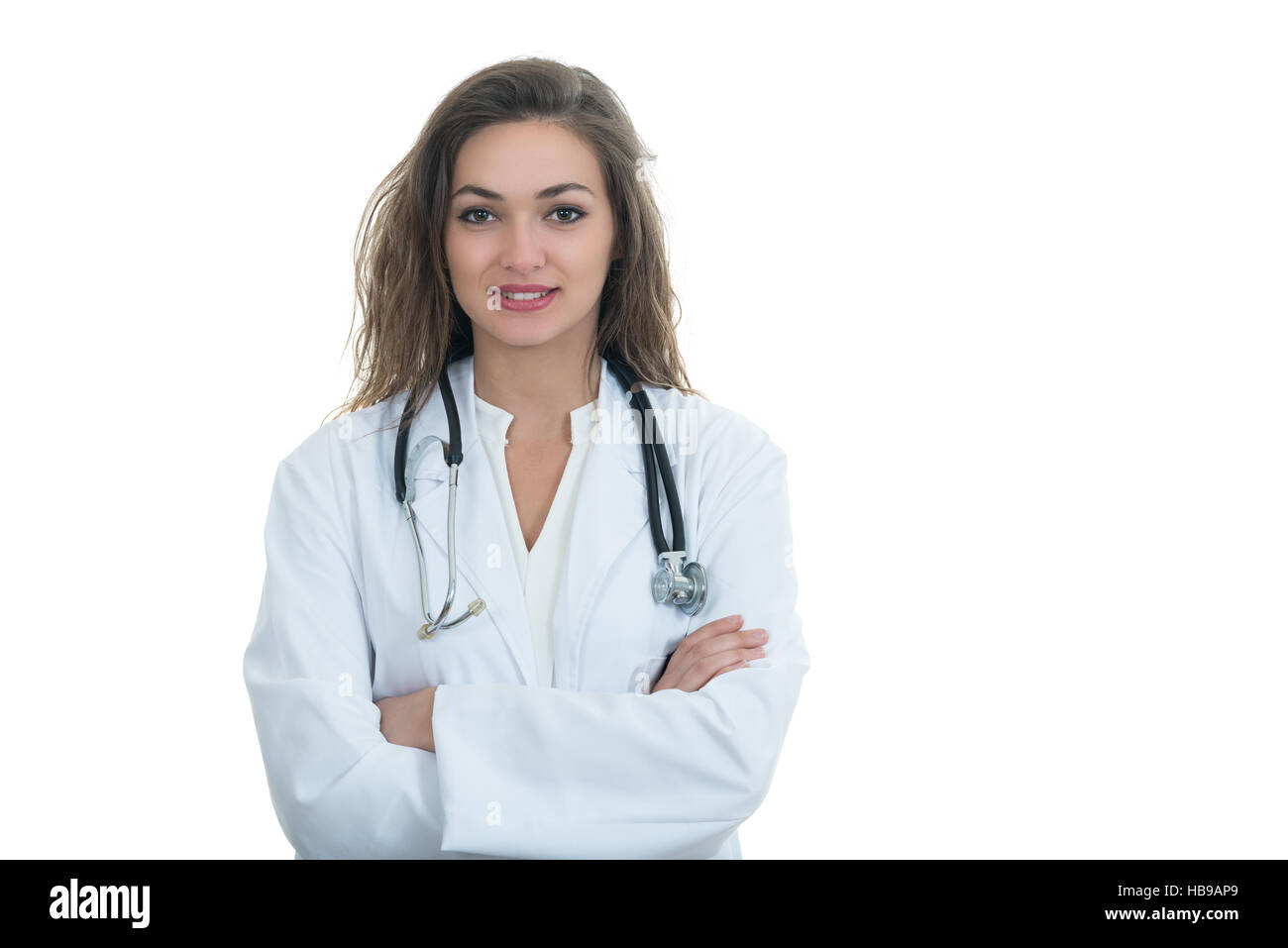 Portrait of young friendly beautiful female doctor Stock Photo - Alamy