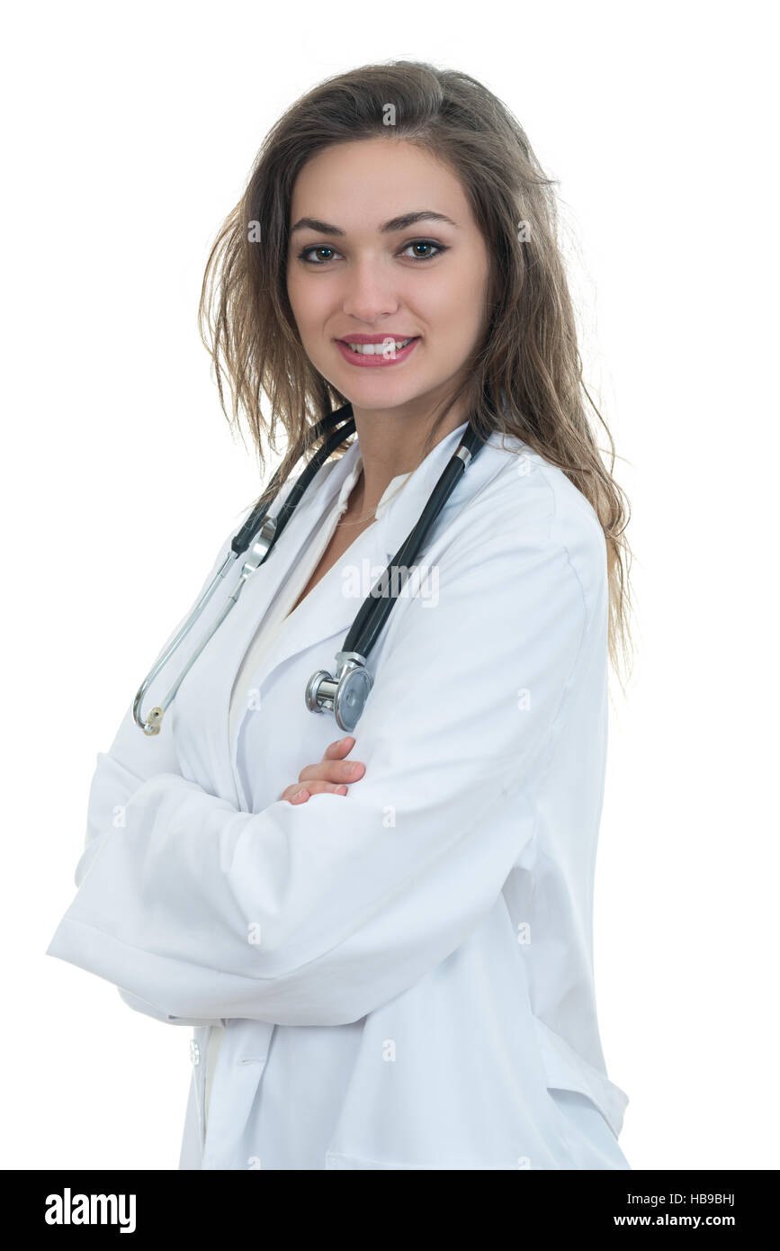 Portrait of young friendly beautiful female doctor Stock Photo - Alamy