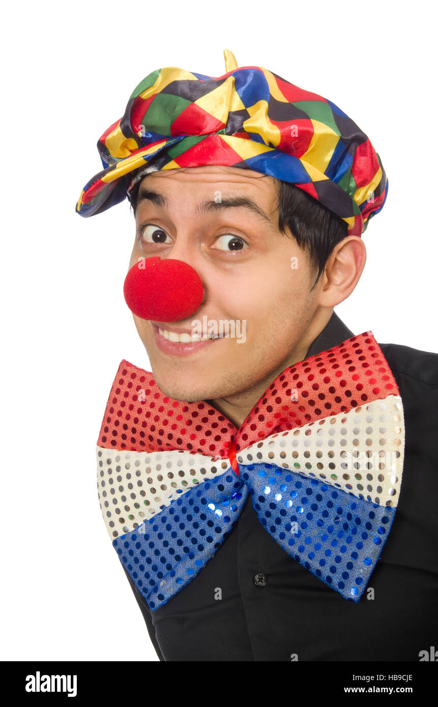 Funny clown isolated on white background Stock Photo - Alamy