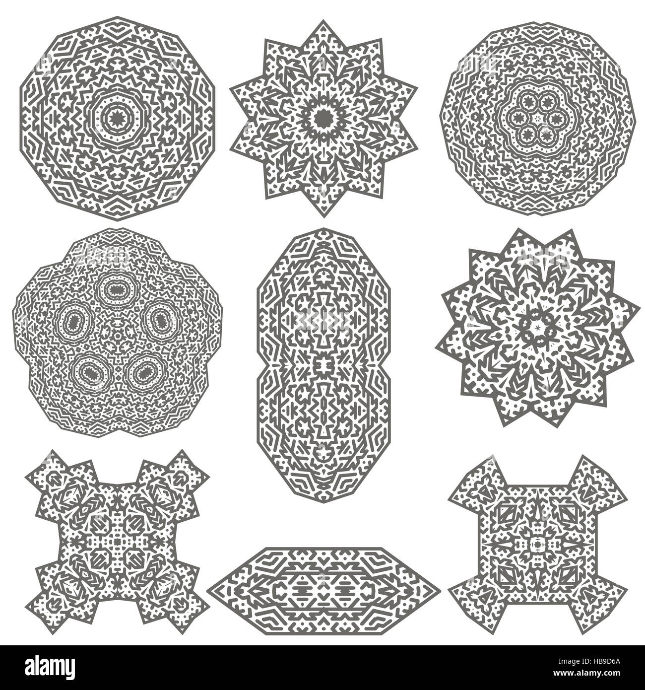 Different Geometric Ornaments Set Isolated Stock Photo - Alamy