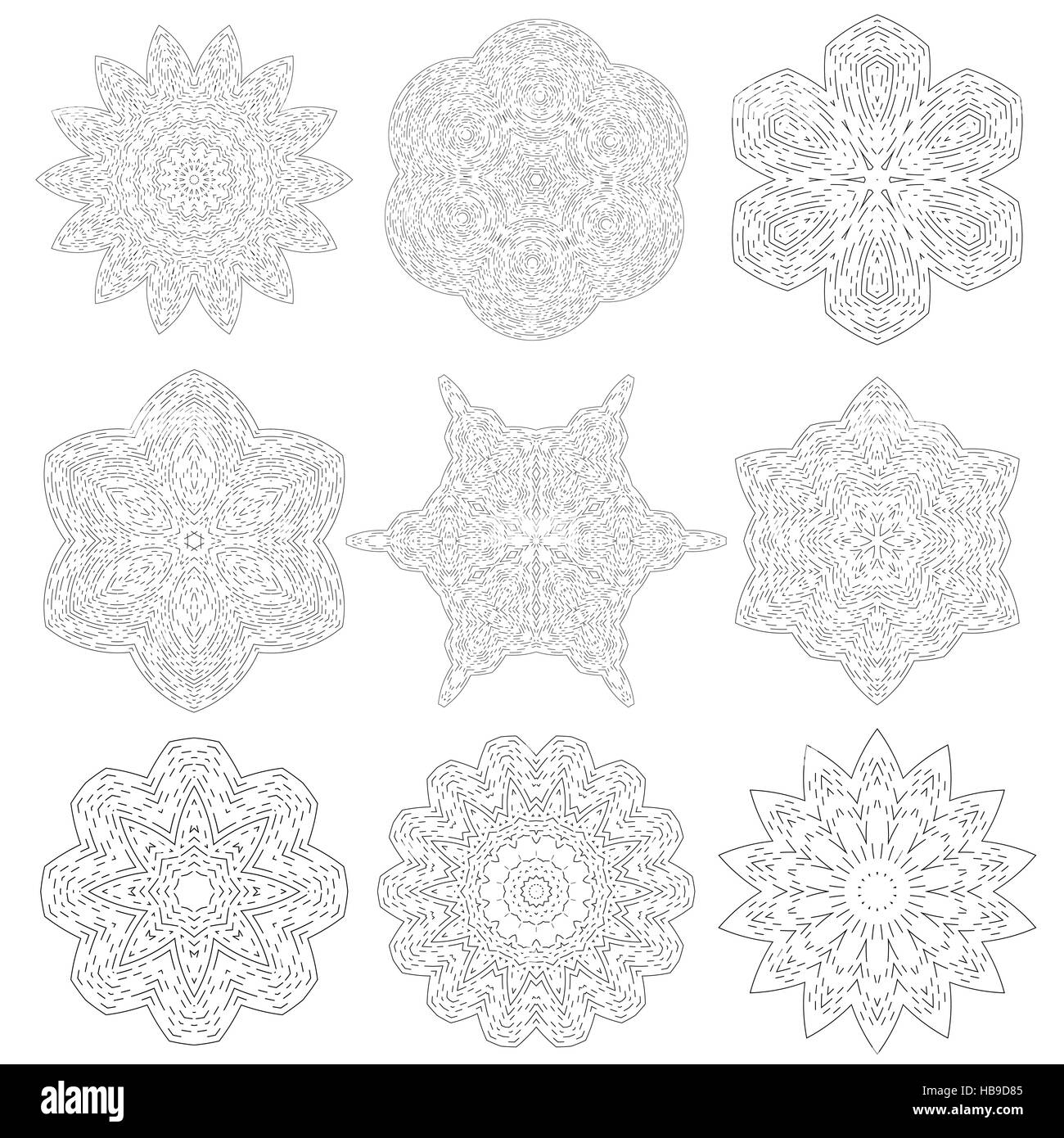 Round Geometric Ornaments Set Stock Photo - Alamy