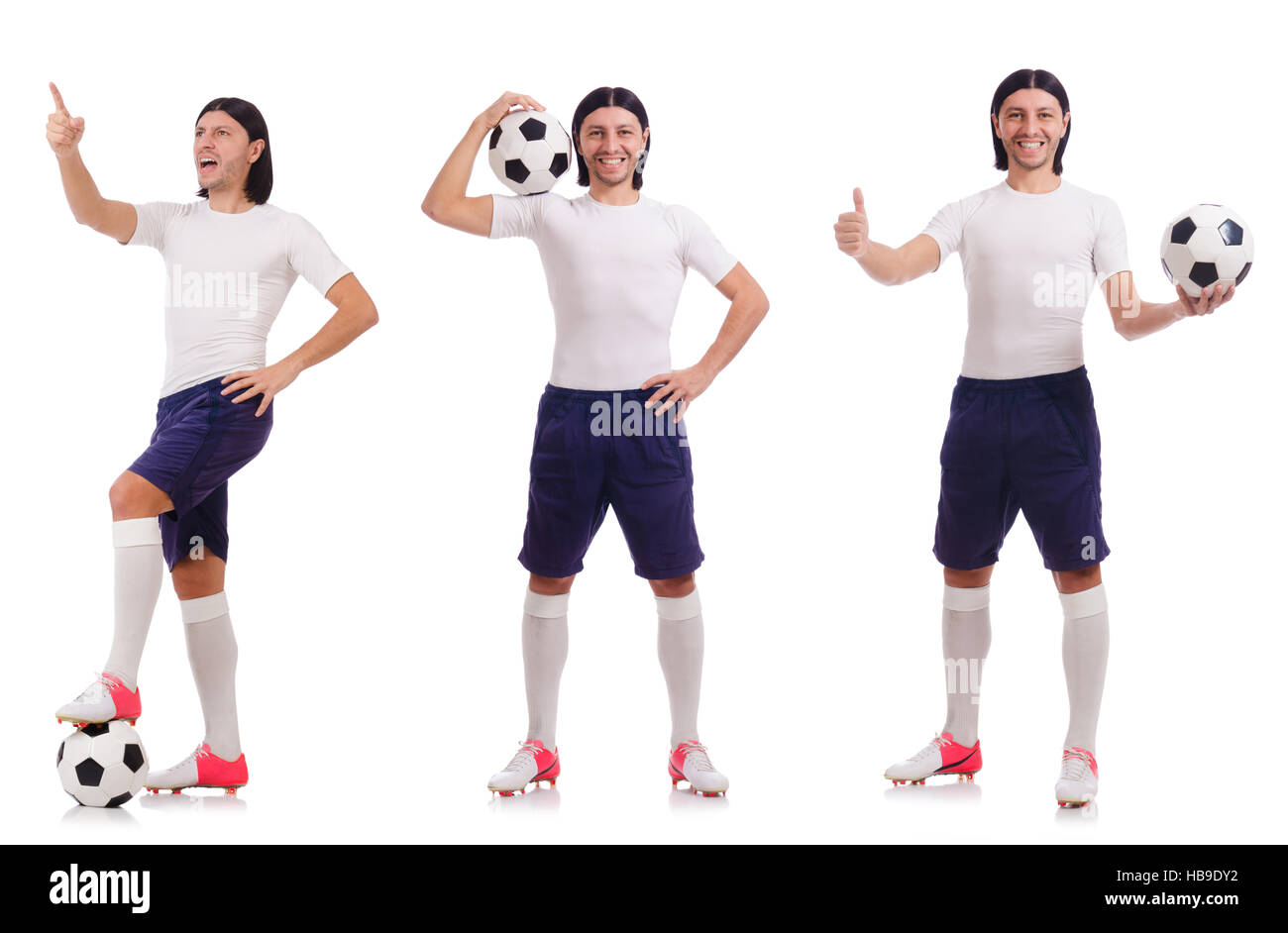 Young male football player isolated on white Stock Photo - Alamy