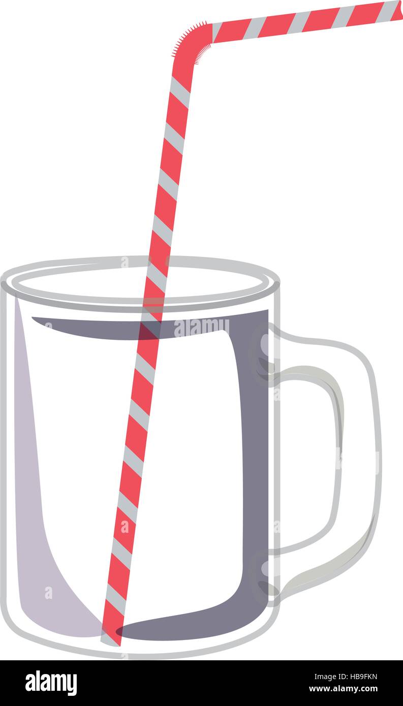 Drink glass with drinking straw icon. Beverage restaurant menu and ...