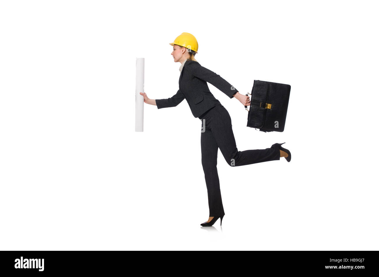 Young architect isolated on white Stock Photo - Alamy