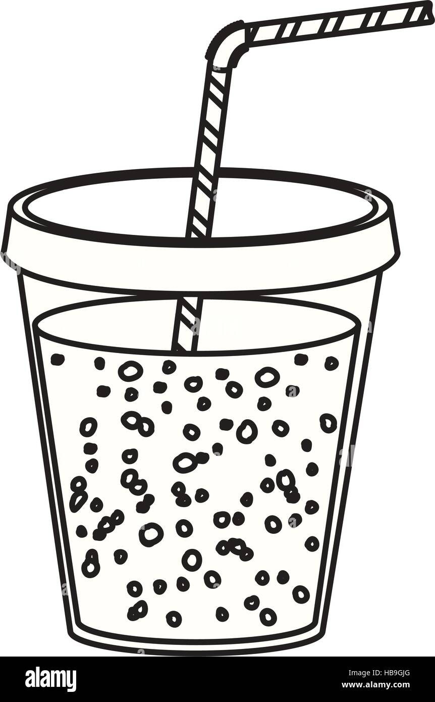 Drink glass with drinking straw icon. Beverage restaurant menu and ...