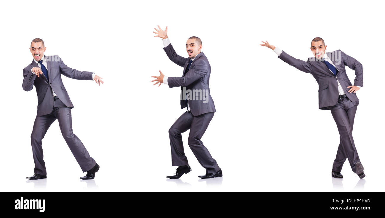Dancing businessman isolated on white Stock Photo - Alamy