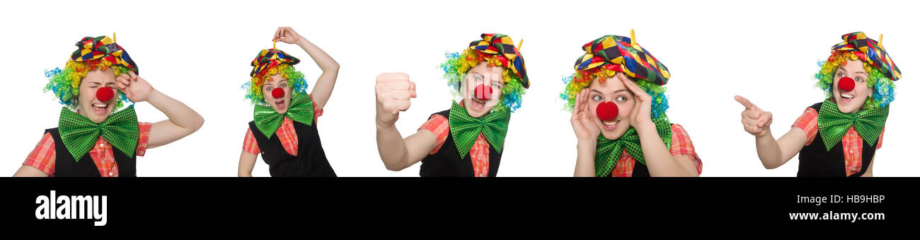 Female clown isolated on white Stock Photo - Alamy