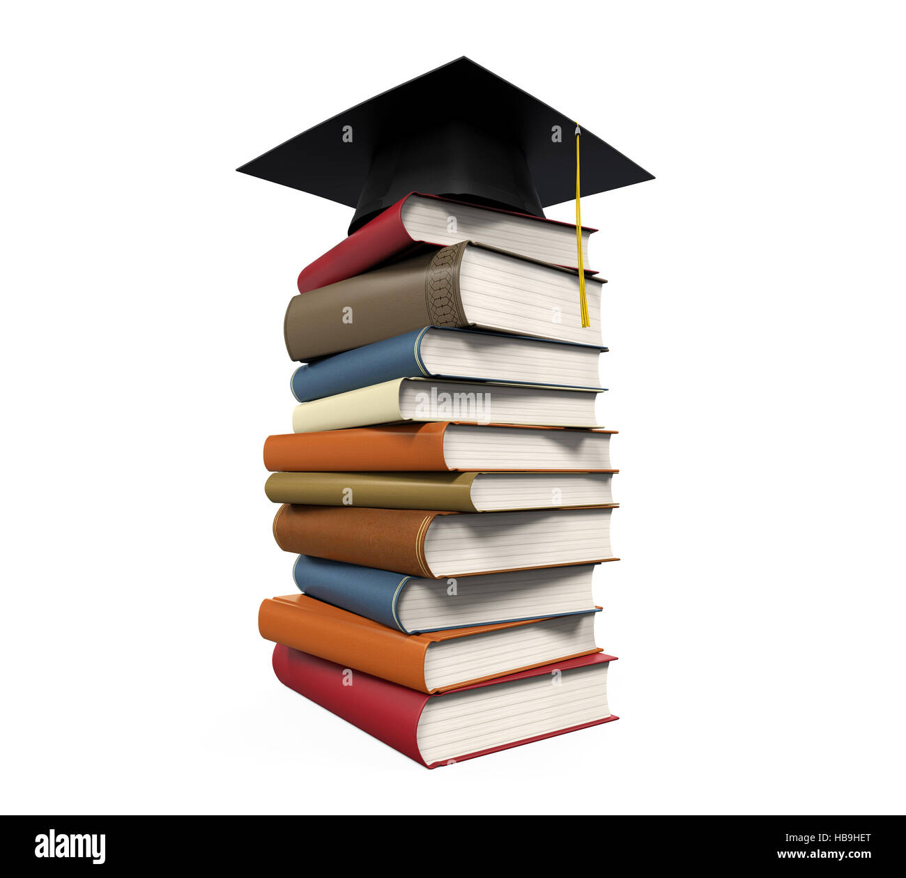 Graduation Cap and Books Stock Photo - Alamy