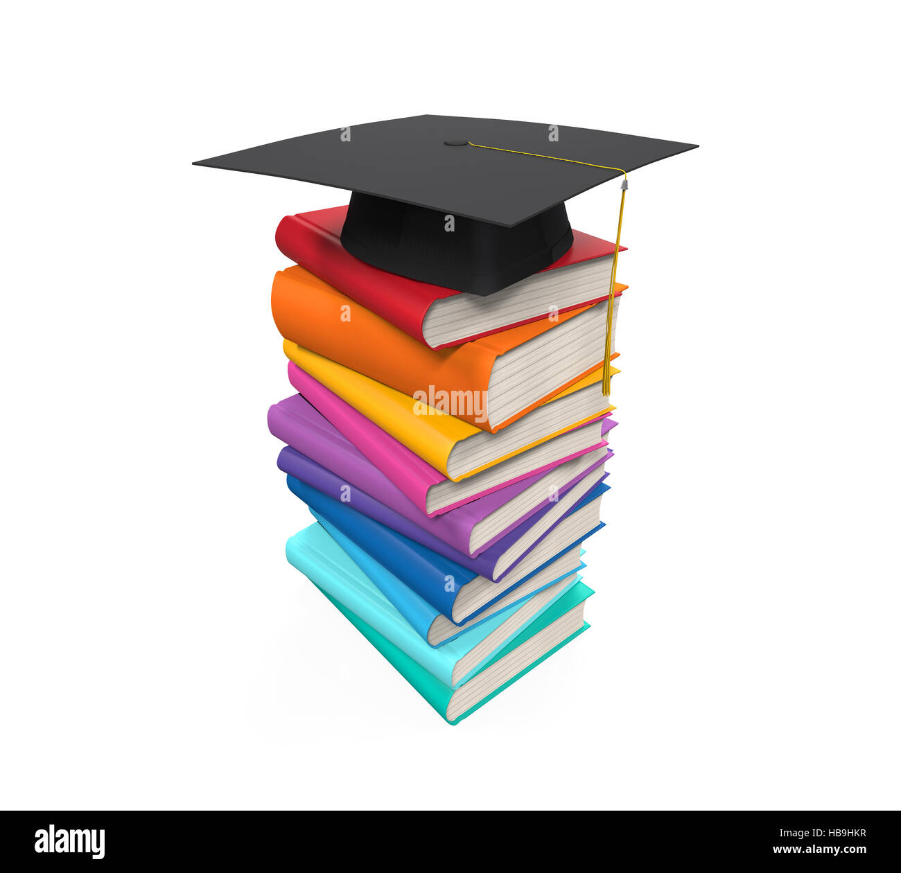 Graduation Cap and Books Stock Photo - Alamy