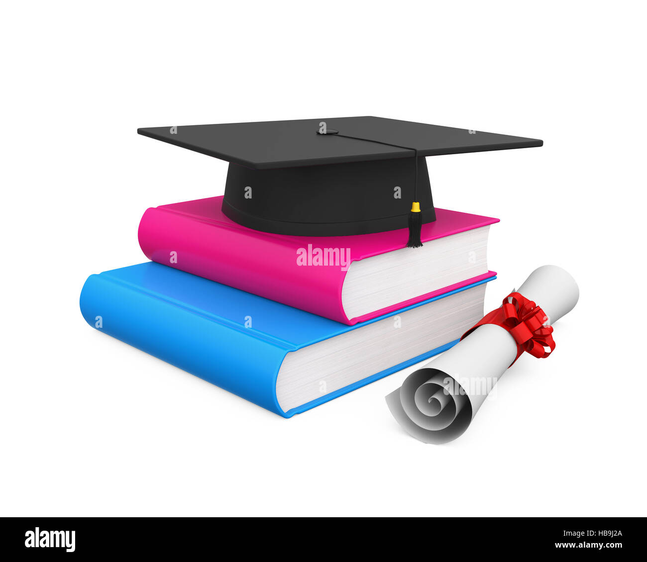 Graduation Cap and Books Stock Photo - Alamy