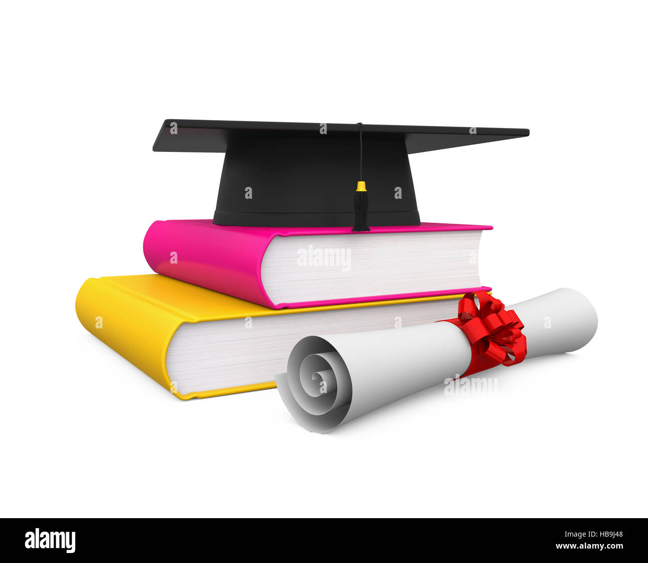 Graduation Cap and Books Stock Photo - Alamy