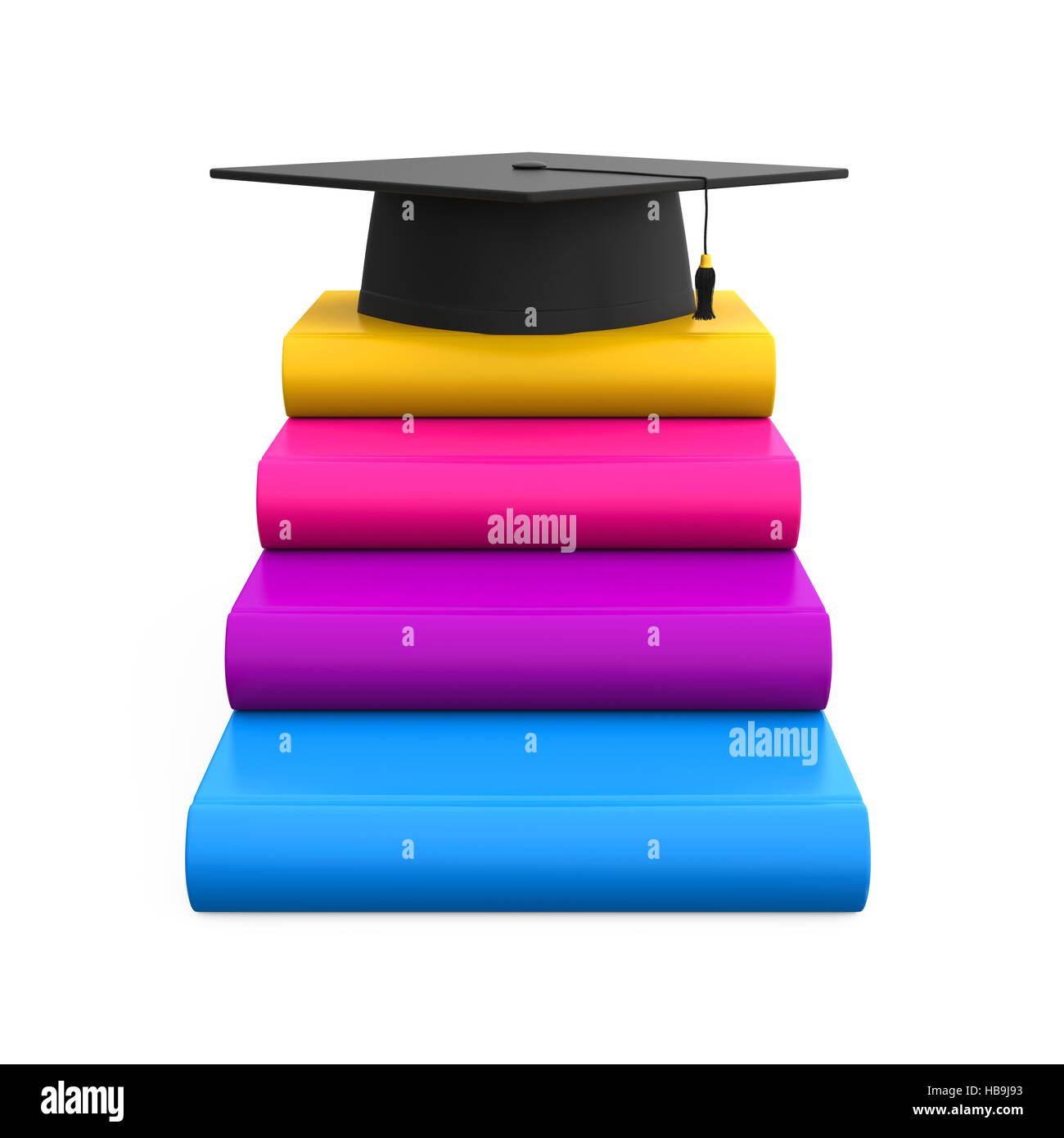 Books stack and graduation cap isolated render hi-res stock photography ...