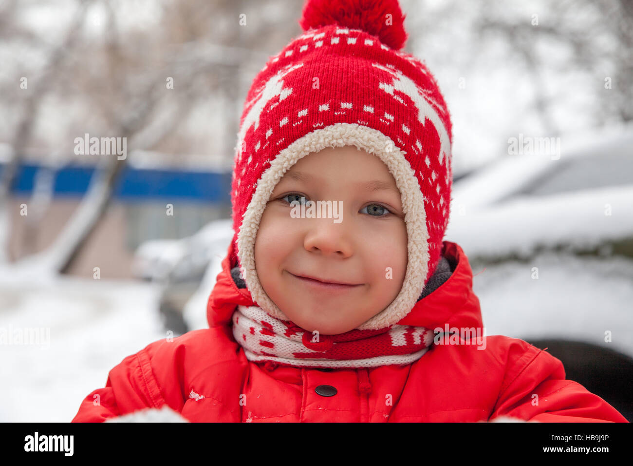 Winter portrait of kid boy in colorful clothes Stock Photo - Alamy