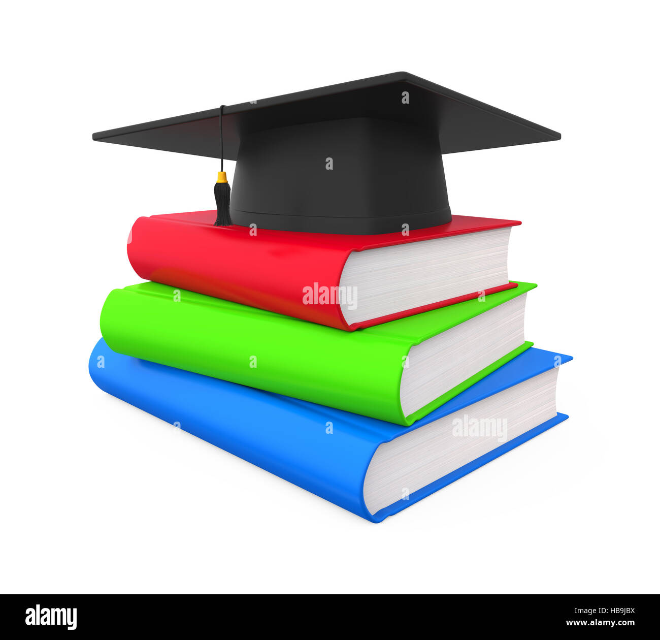 Books stack and graduation cap isolated render hi-res stock photography ...