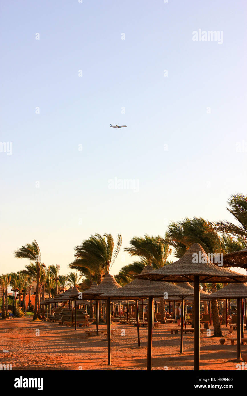 Aircraft Flies over Beach Stock Photo - Alamy