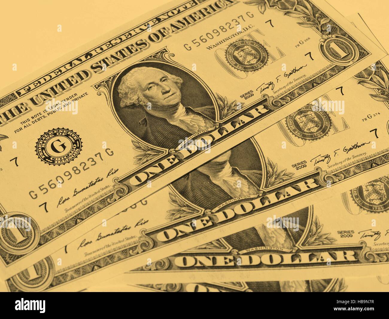 Dollar notes 1 Dollar - vintage Stock Photo - Alamy