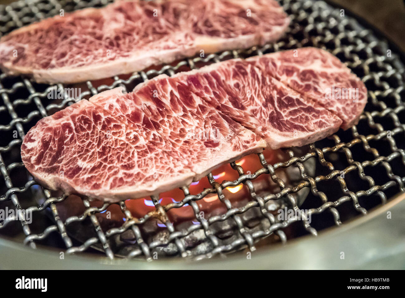 grilled wagyu Sirloin meat yakiniku Stock Photo - Alamy