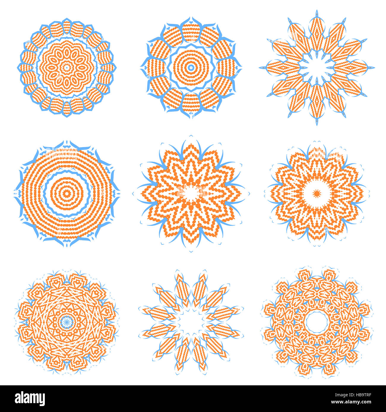 Round Geometric Ornaments Set Isolated Stock Photo - Alamy