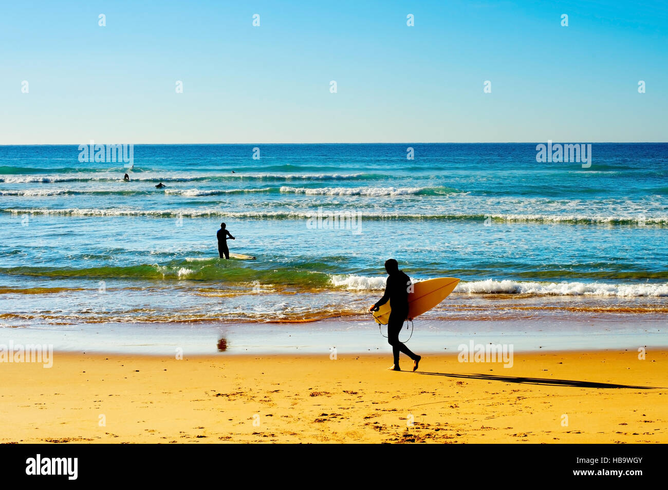 Surfers on a beach Stock Photo - Alamy