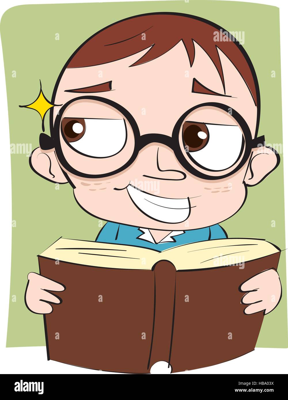 cartoon sly face kid with book Stock Vector Image & Art - Alamy