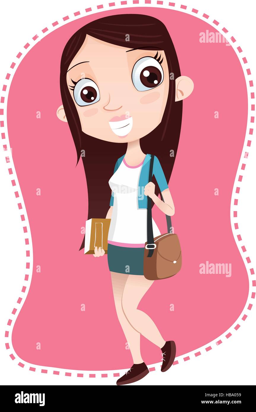 cartoon smiling high school girl Stock Vector Image & Art - Alamy