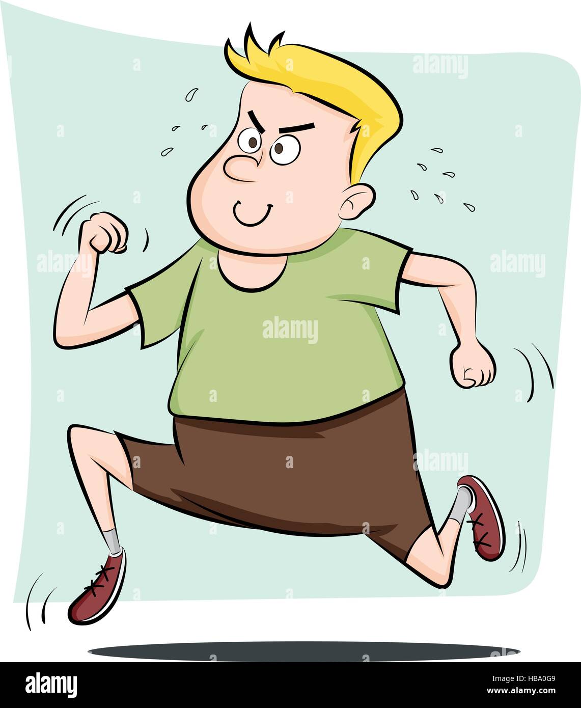 cartoon man fat man running for lose weight Stock Vector Image & Art ...
