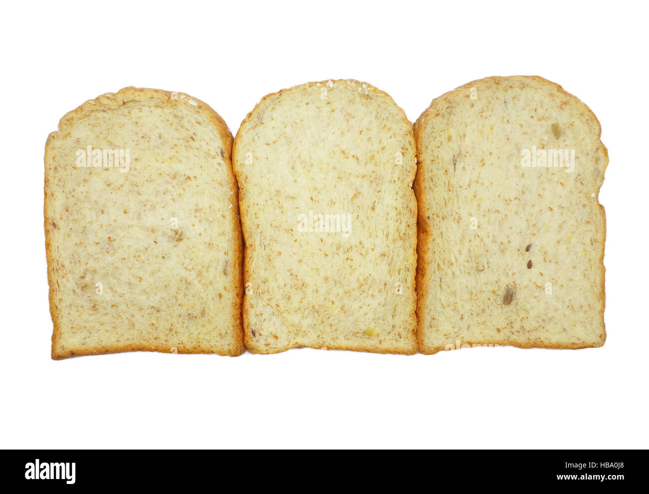 Lined Up Three Pieces Sliced Whole Grains Bread Isolated On White ...