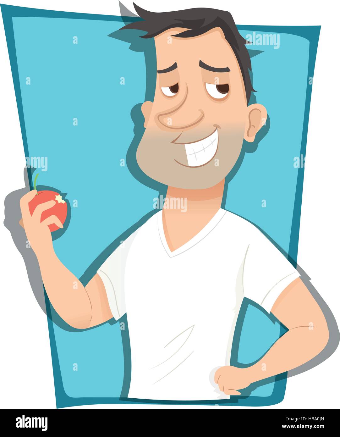cartoon healthy guy eating some fruit Stock Vector Image & Art - Alamy